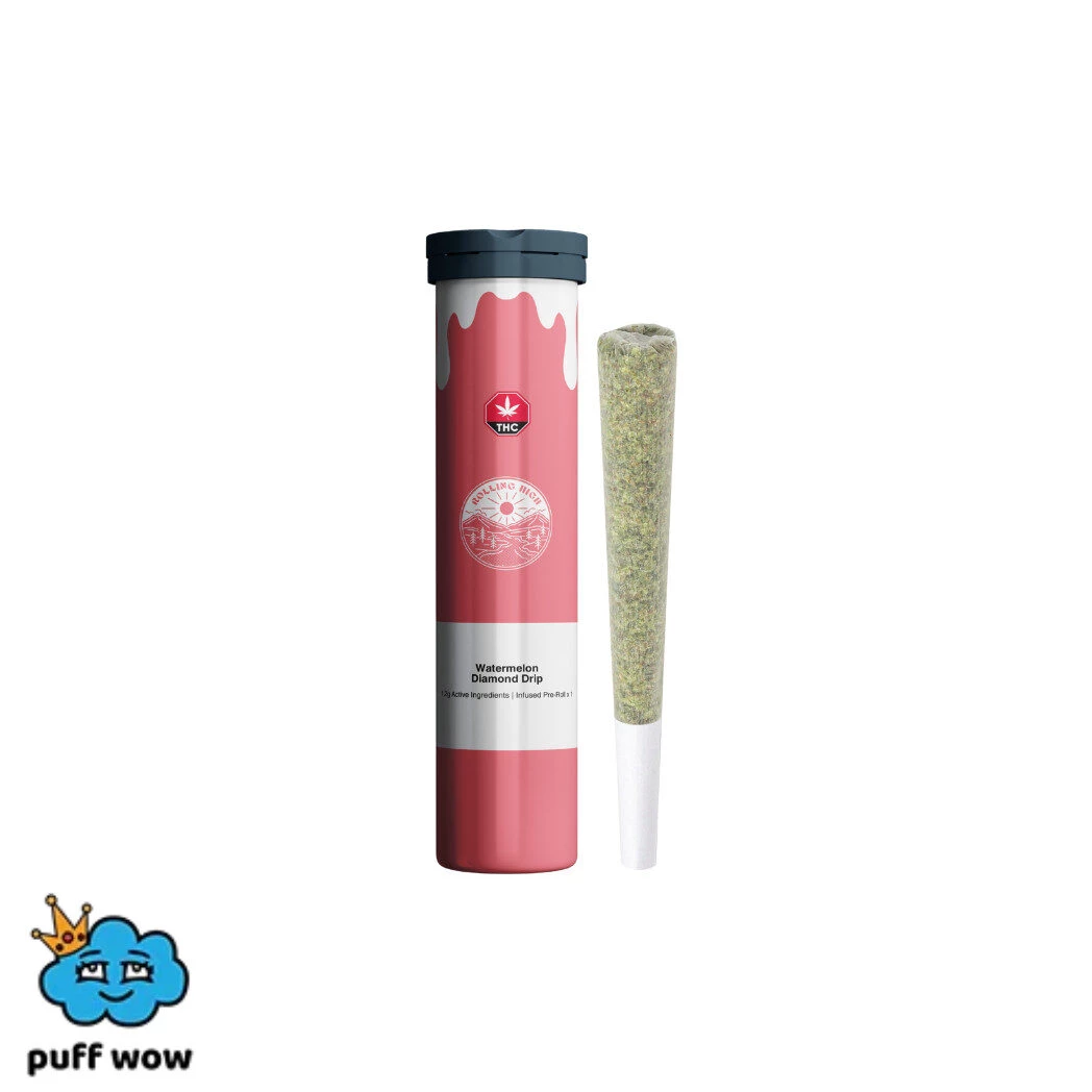 Watermelon Diamond Drip Infused Pre-Roll (1.2g) – Rolling High • Puff ...
